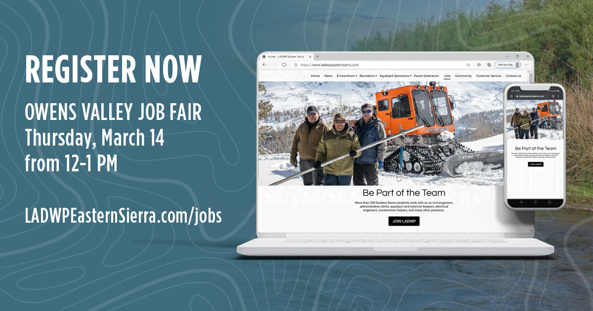Last chance! Register for the LADWP Owens Valley Job Fair Eastern ...