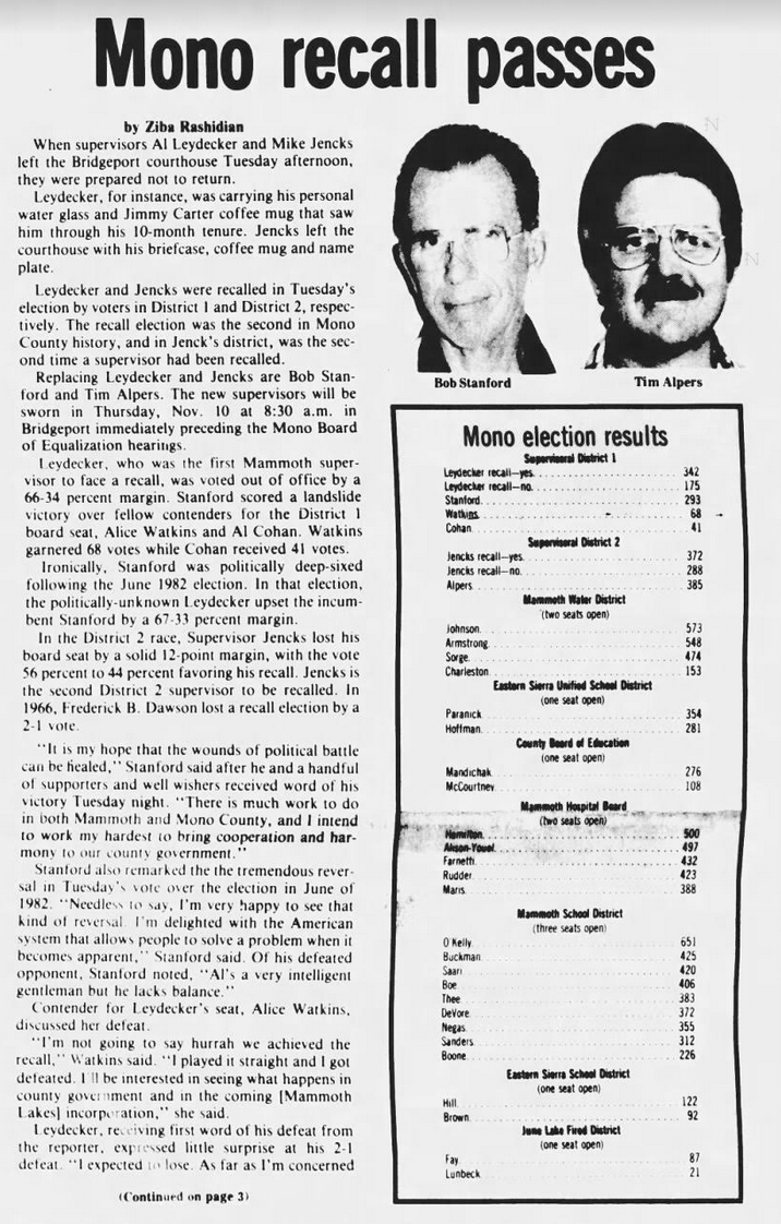 A Narrative History of the Quest to Incorporate Mammoth Lakes Eastern ...